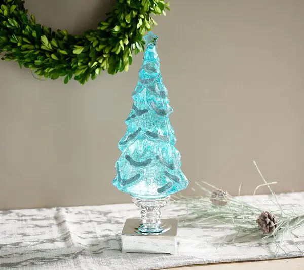 VALERIE PARR HILL As Is 14' Illum Glitter Tree W/pedestal Valerie