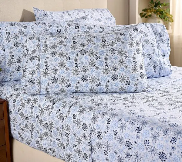 HOME REFLECTIONS As Is Double Brushed Holidayprint Sheet Set
