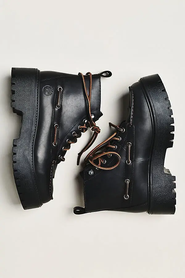 Timberland Stone Street Platform Boots - Black Full Grain