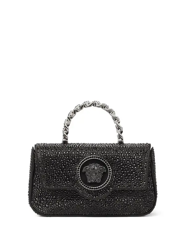 Versace La Medusa Crystal-embellished Mini Bag - Black