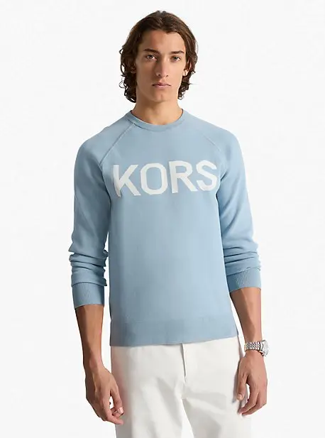 Michael Kors Graphic Stretch Knit Sweater - Blue