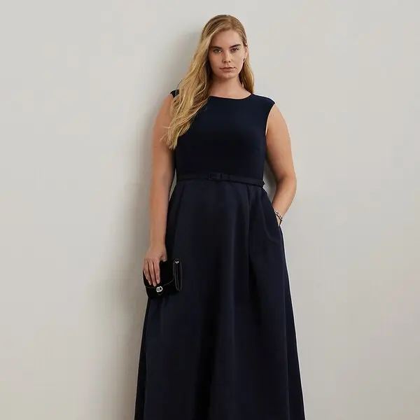 Ralph Lauren Belted Faille & Jersey Gown In Lauren Navy - 26% Off |  Editorialist