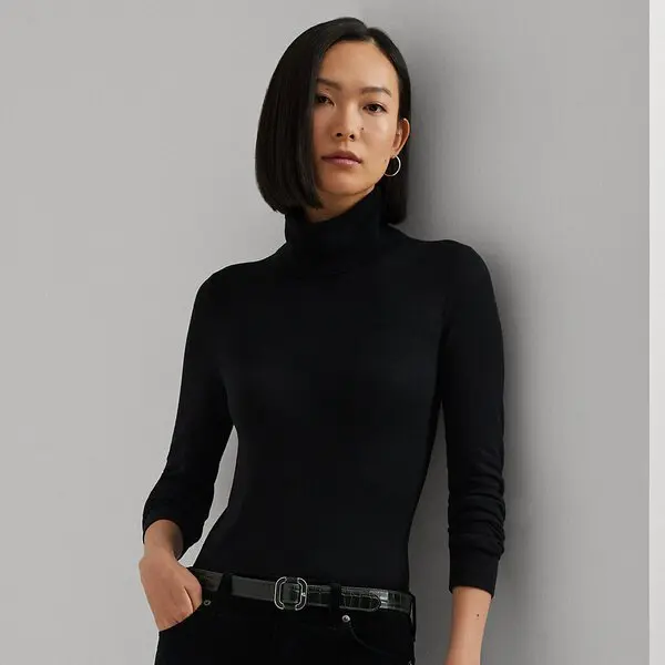 Ralph Lauren Silk-blend Turtleneck Sweater - Black