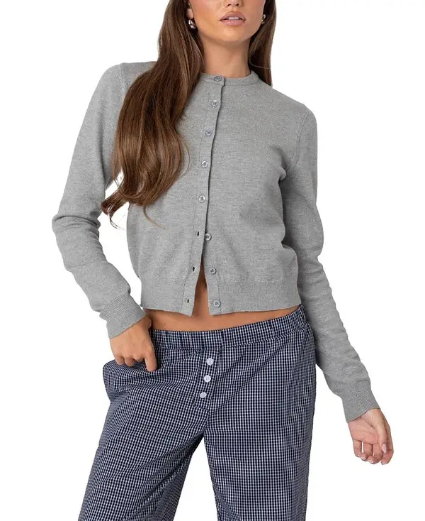 EDIKTED Shlo Knitted Cardigan - Gray Melange