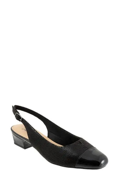 Trotters Dea Cap-toe Slingback Pumps - Black Mini Dot