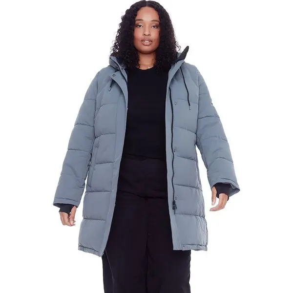 ALPINE NORTH Aulavik Vegan Down Mid-length Hooded Parka Coat - Slate