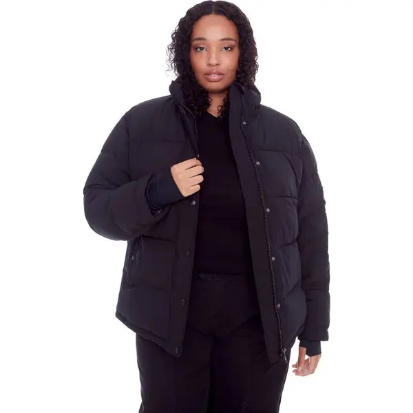 ALPINE NORTH Forillon Vegan Down Short Puffer Jacket - Black