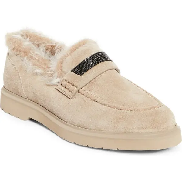 Brunello Cucinelli Monili Shearling Loafer - Ice