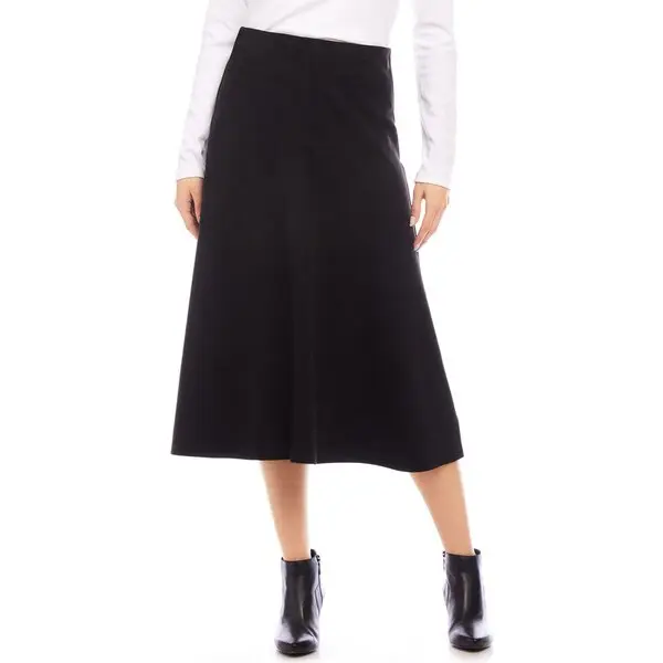 Karen Kane Faux Suede Midi Skirt - Black