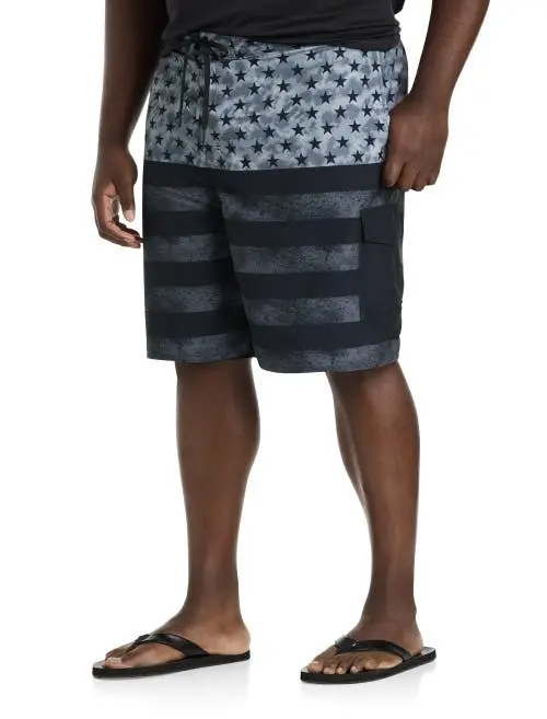 HARBOR BAY BY DXL Big & Tall Patriotic Cargo Swim Trunks