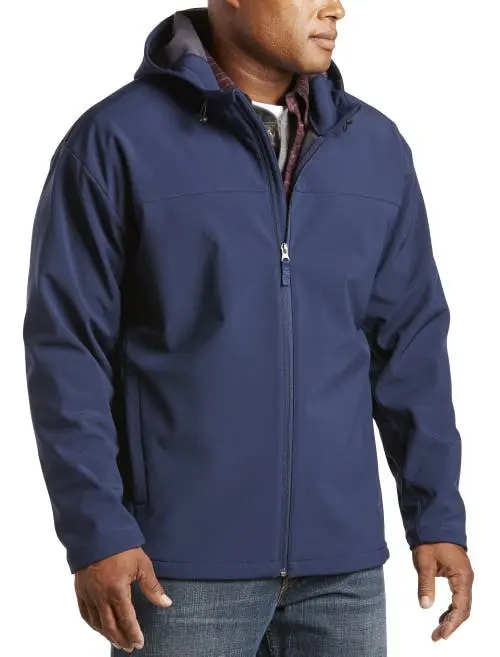 HARBOR BAY BY DXL Big & Tall Hooded Bonded Fleece Jacket - Nvy Charcoal