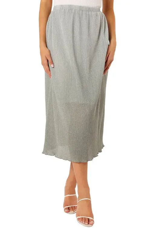 PETAL & PUP Metallic Pleated Midi Skirt