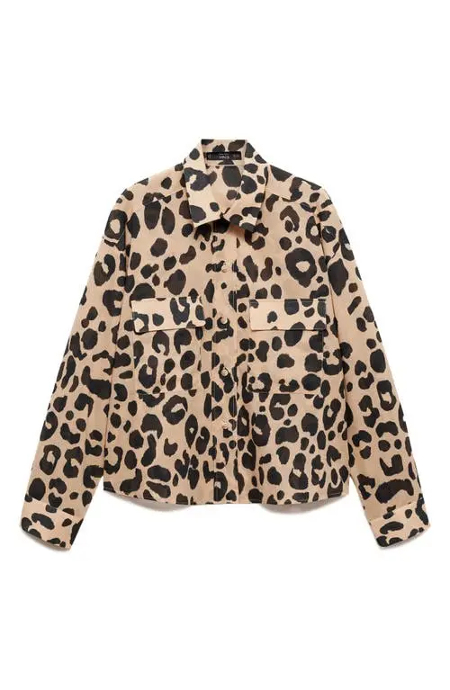 Mango Animal Print Cotton Shirt