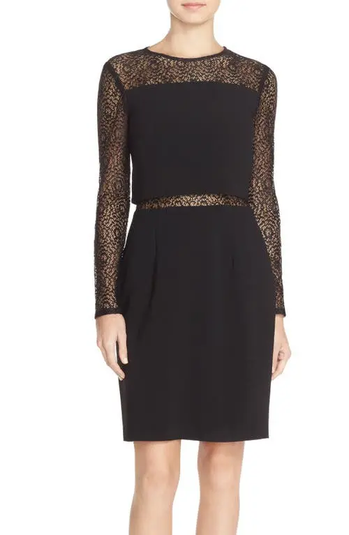 Aidan Mattox Mixed Media Popover Dress