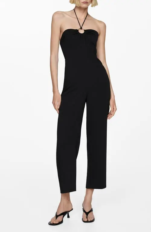 Mango O-ring Halter Straight Leg Jumpsuit