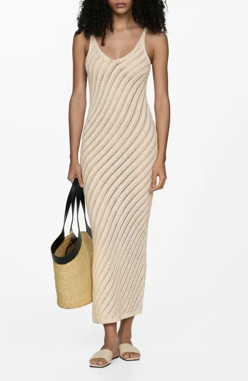 Mango Metallic Sweater Dress In Ecru - 30% Off | Editorialist