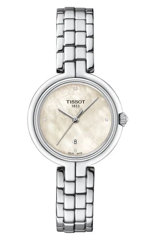 TISSOT Flamingo Diamond Bracelet Watch - White Mother Of Pearl