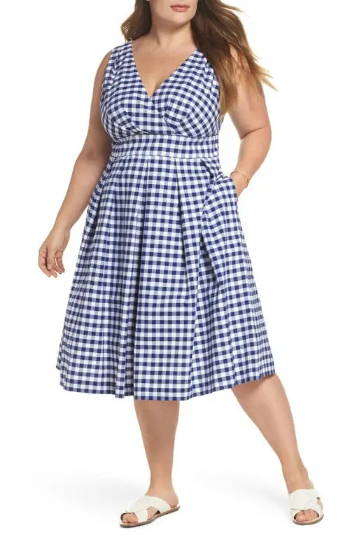 gingham fit and flare dress Shop Black Label by Evan Picone clothing and handbags at SilkRoll. Trade  with us!