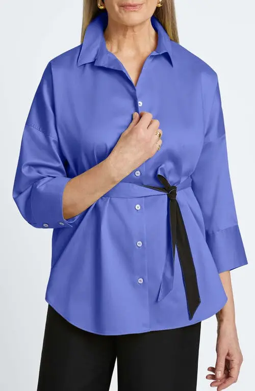 Foxcroft Avery Stretch Button-up Shirt - Lapis