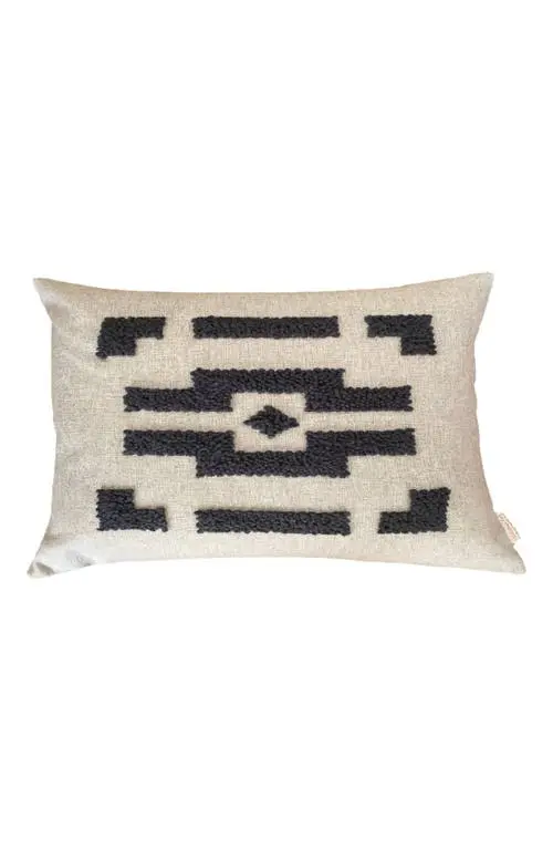 COTTON TREE Punch Needle Ndebele Pillowcover Only - Natural/charcoal - Pattern 3