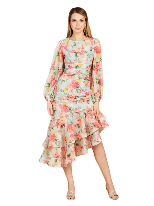 LARA NEW YORK High Neck Lace-up Midi Dress