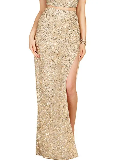 LARA NEW YORK Beaded Side-slit Skirt - Confetti