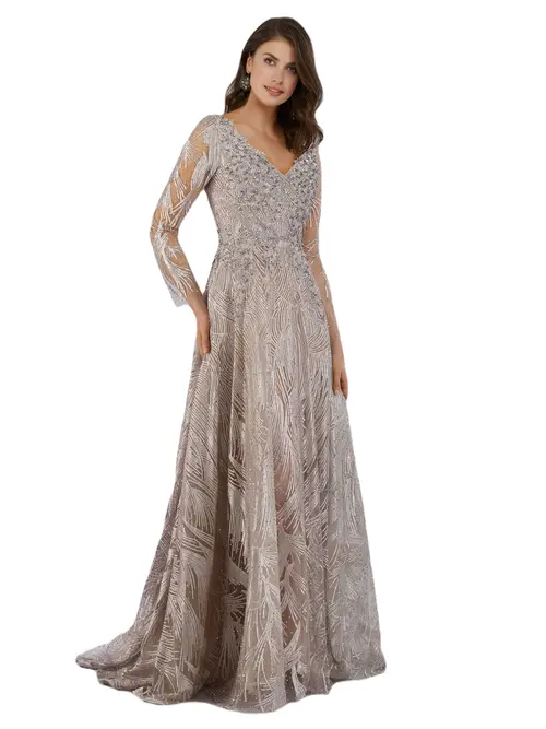 LARA NEW YORK Beaded Ballgown With Long Sleeves