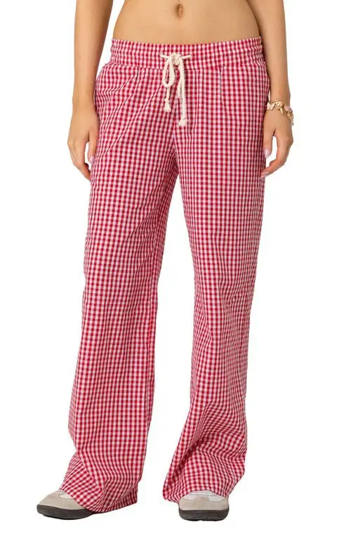 EDIKTED Taya Gingham Low Rise Drawstring Pants