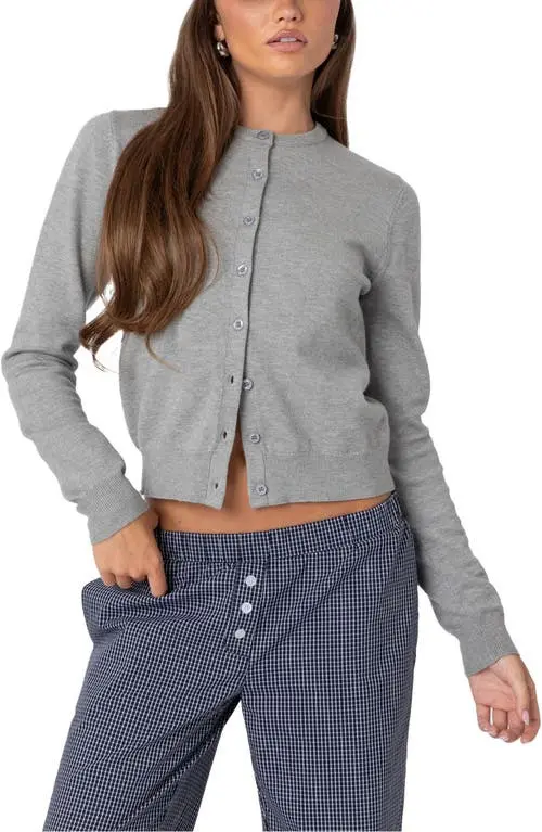 EDIKTED Shlo Crop Cardigan - Gray-melange