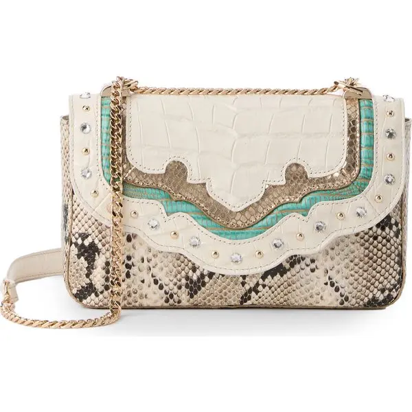 Brahmin Rosa Croc Embossed Leather Convertible Crossbody Bag - Cloud Dancer