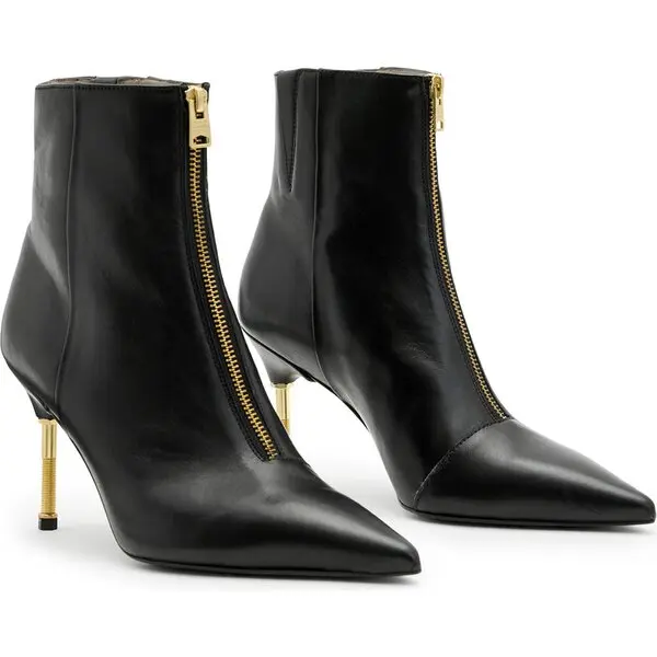All Saints Natasha Leather Booties - Black/warm Brass