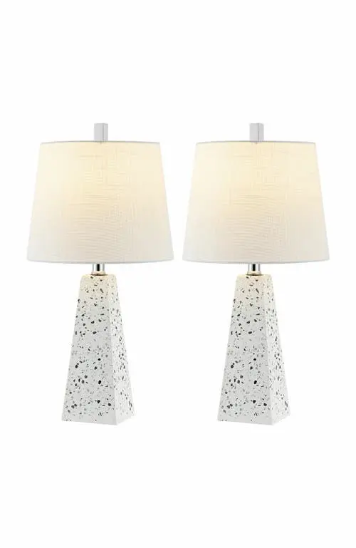 JONATHAN Y Owen Contemporary Resin Led Table Lamp - White Terrazzo- Set Of 2