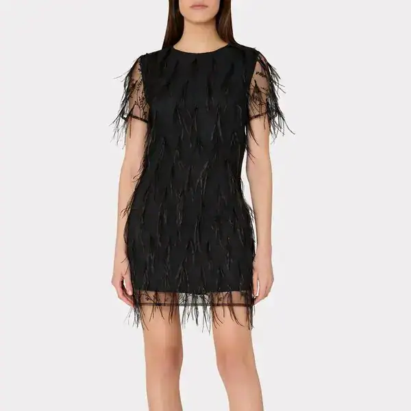 MILLY Rana Feather Dress - Black | Editorialist