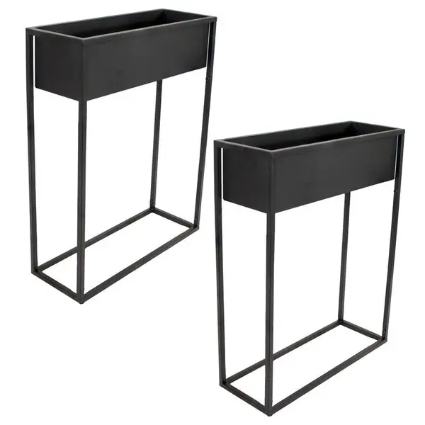 SUNNYDAZE DECOR Modern Simplicity Outdoor Elevated Planter Box - Black ...
