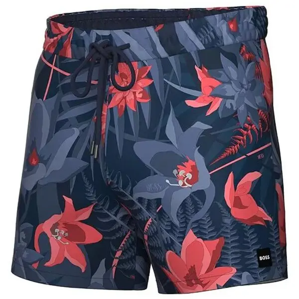 Hugo Boss Piranha Swim Trunks Flowers - Navy | Editorialist
