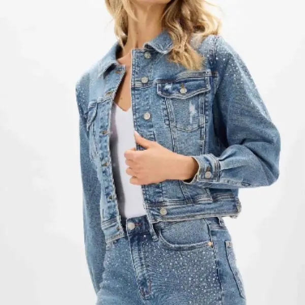 JUDY BLUE Sparkle Denim Jacket - Lightwash | Editorialist