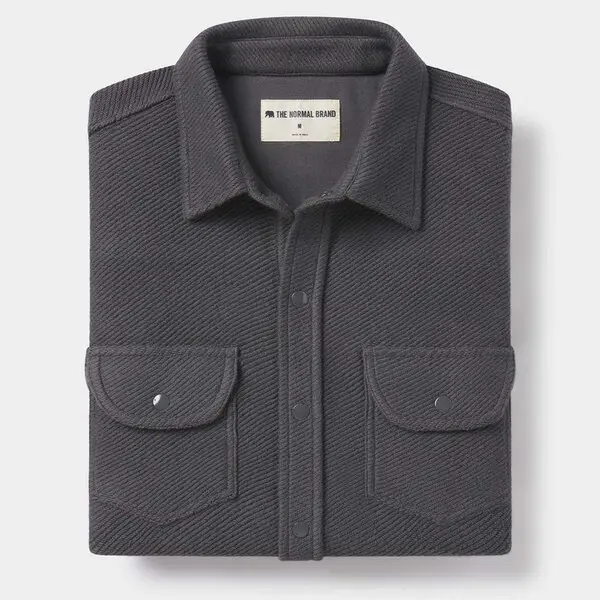 THE NORMAL BRAND Tony Loop Terry Button Up - Shadow | Editorialist