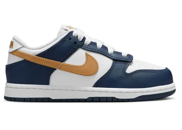 Nike Dunk Low Lace-up Sneakers - White/midnight Navy Blue/wheat