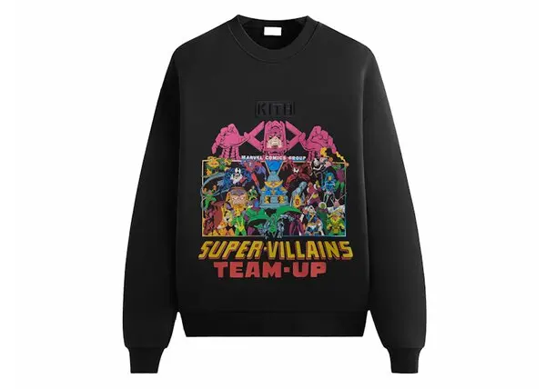 Kith X Marvel Team Up Vintage Nelson Crewneck Sweatshirt - Black