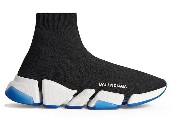 Balenciaga Speed 2.0 Clear Sole Sneakers - Black/white/blue