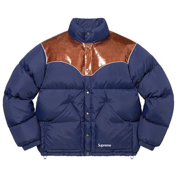 Supreme Glitter Yoke Down Puffer Jacket - Blue