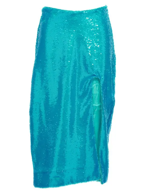 GANNI Sequin Midi Skirt - Light Blue