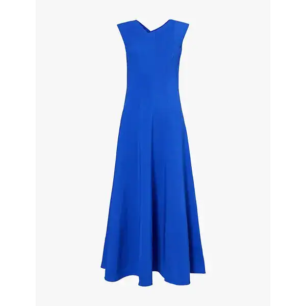 blue and white cut out maxi dress Light Blue Corset Cutout Maxi Dress with Slit – FancyVestido main image 0