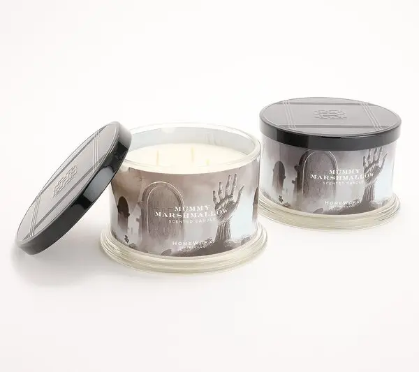 HOMEWORX BY SLATKIN + CO. S/2 Mummy Marshmallow 18oz Candles