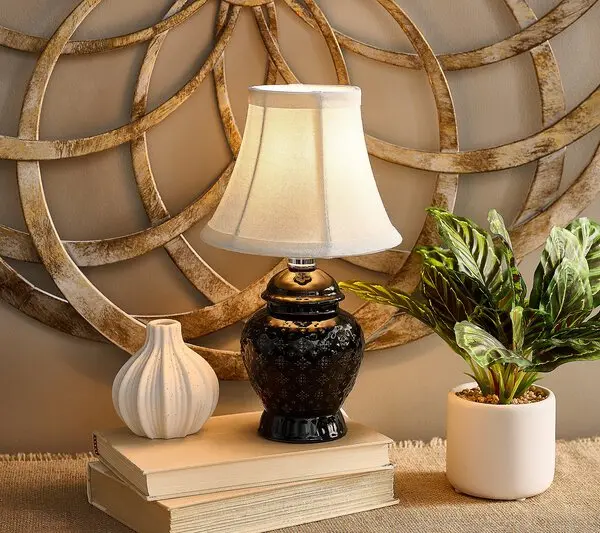 VALERIE PARR HILL Embossed Ceramic Urn Plug-in Accent Lamp Valerie