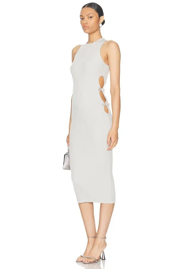 Mach & Mach Knit Cutout Mini Dress With Crystal Bows