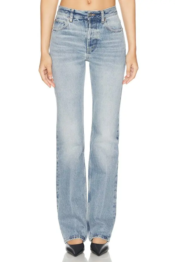 Saint Laurent Bootcut Leg Jeans In Denim-light