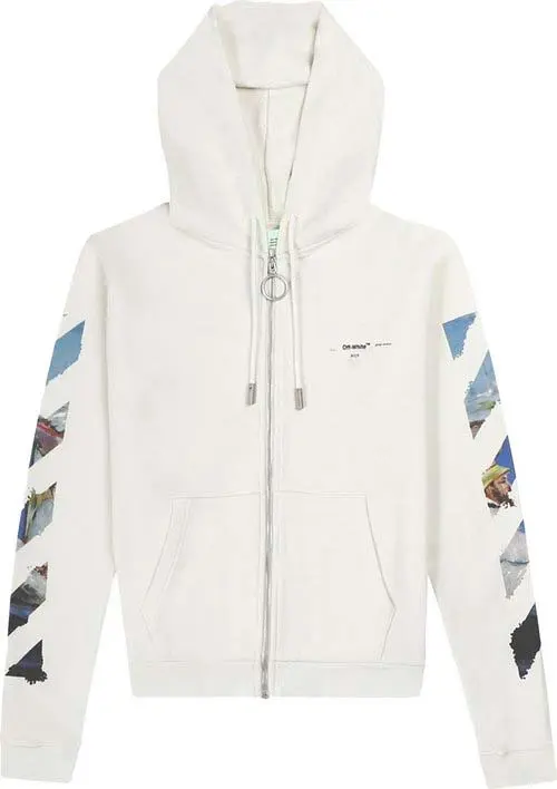 Off-White Off Diag Colored Arrow Zip Hoodie - White