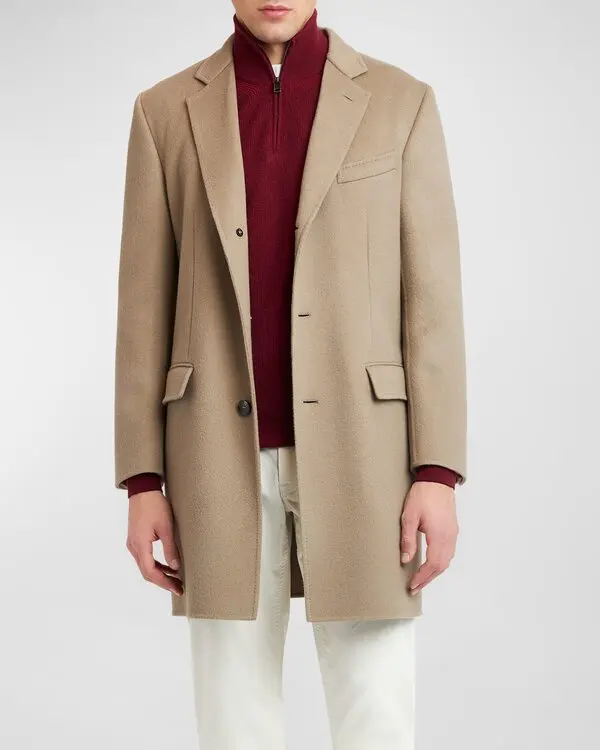Brioni Wool And Cashmere Double-face Top Coat - Beige