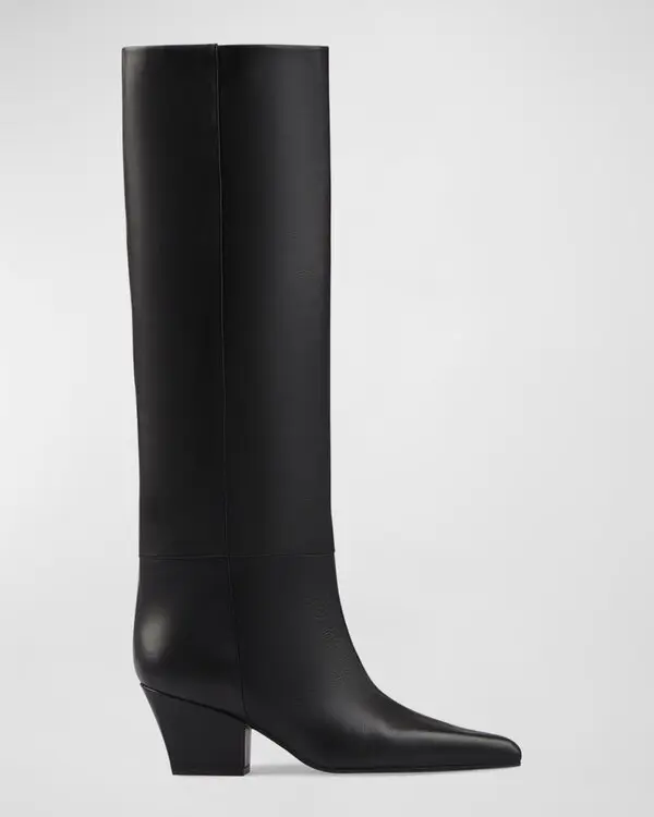 Paris Texas Jane Leather Knee-high Boots - Black